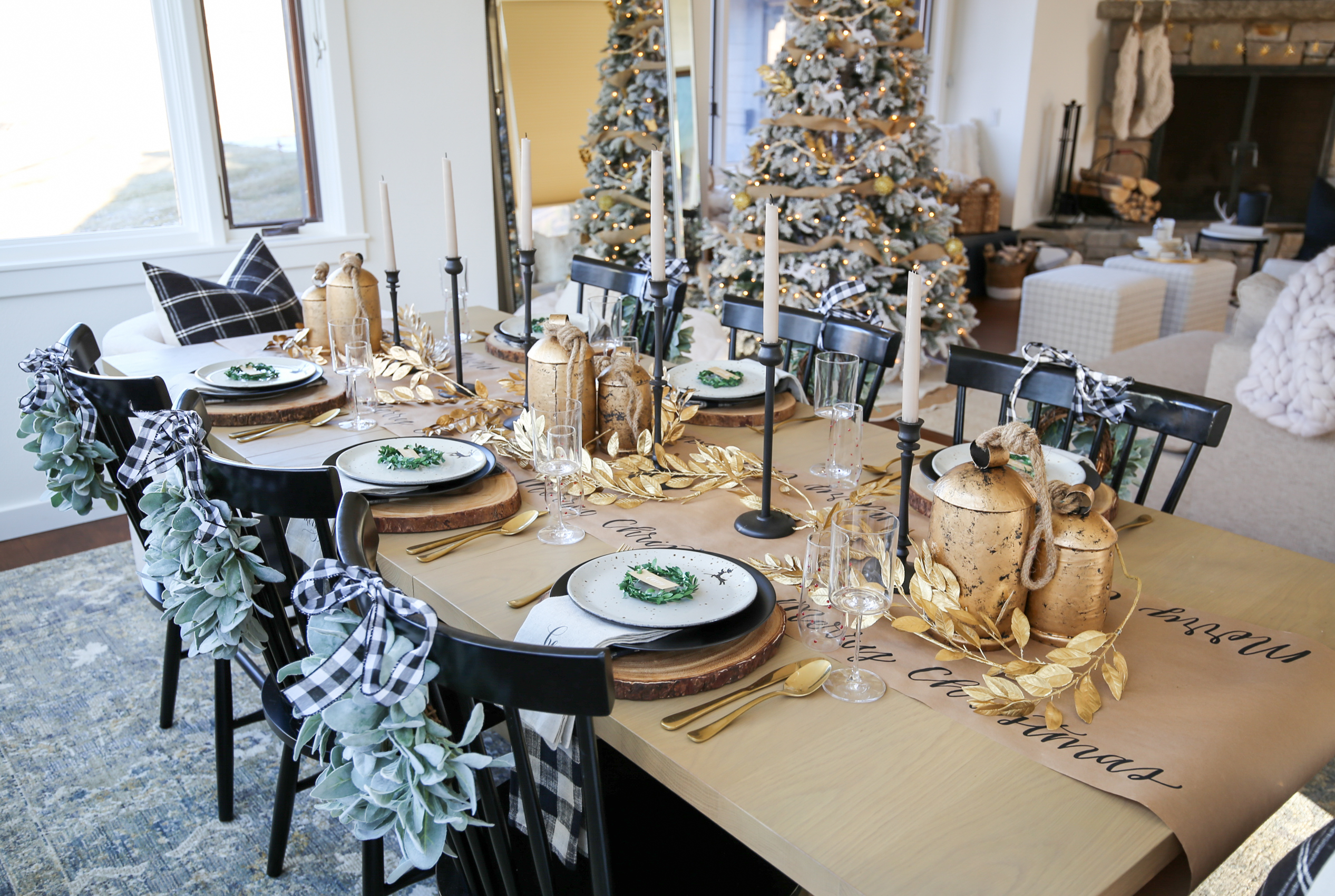 Country Christmas Tablescape \ Black & Gold - SBK Living