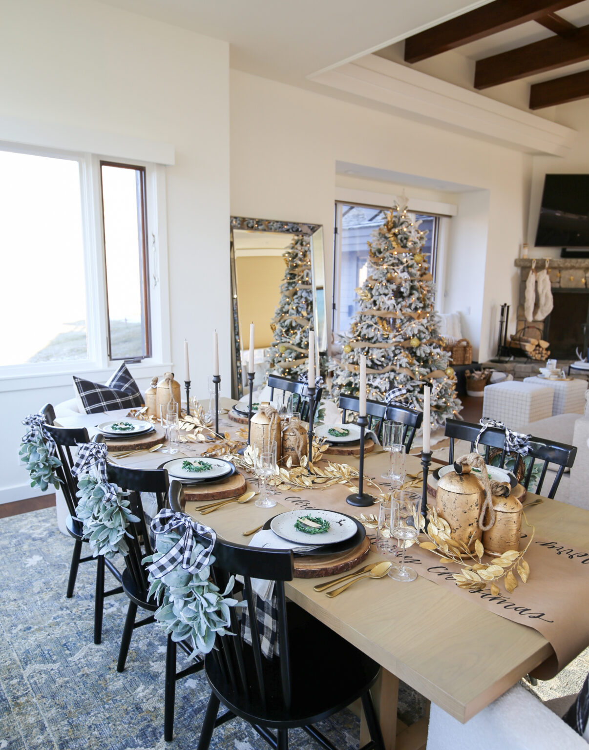 Country Christmas Tablescape \ Black & Gold - SBK Living