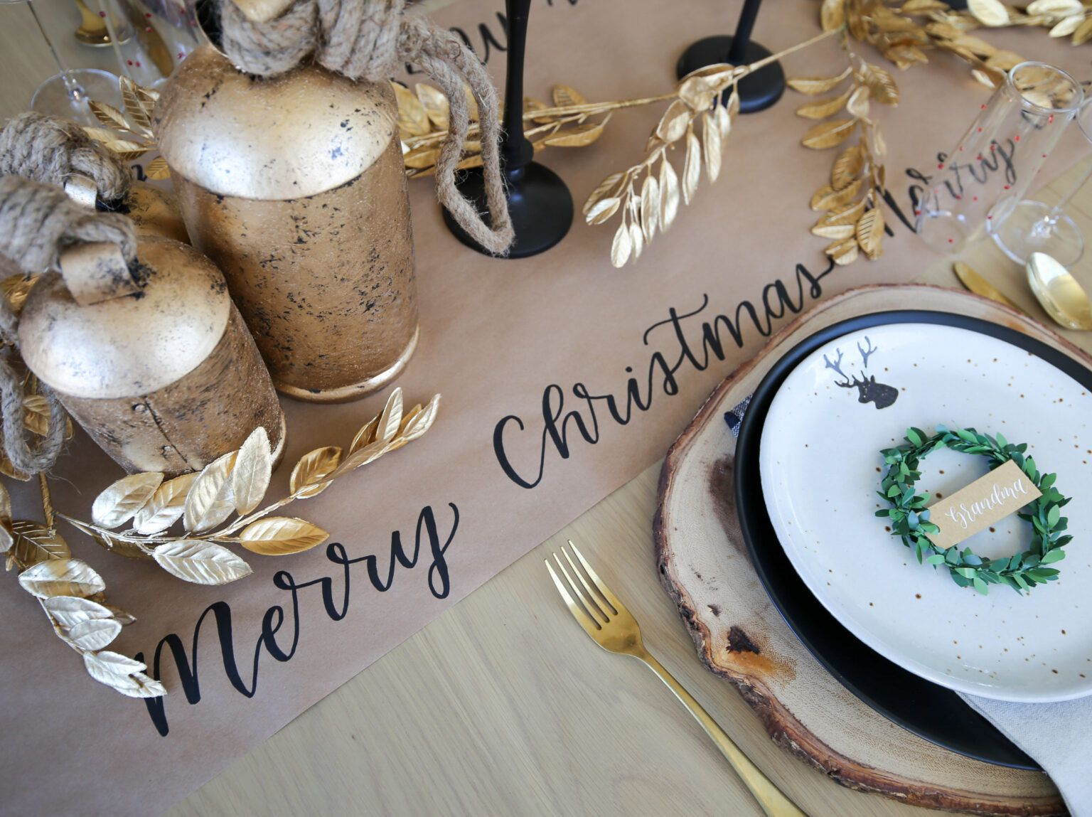 Country Christmas Tablescape \ Black & Gold - SBK Living